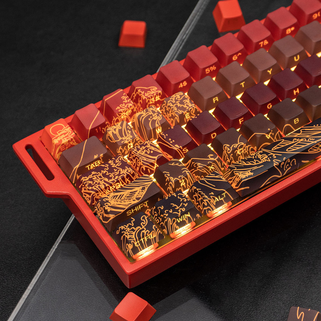 Wooting Ukiyo-e Red/white/blue Side-transparent Keycap PBT Two-color ...