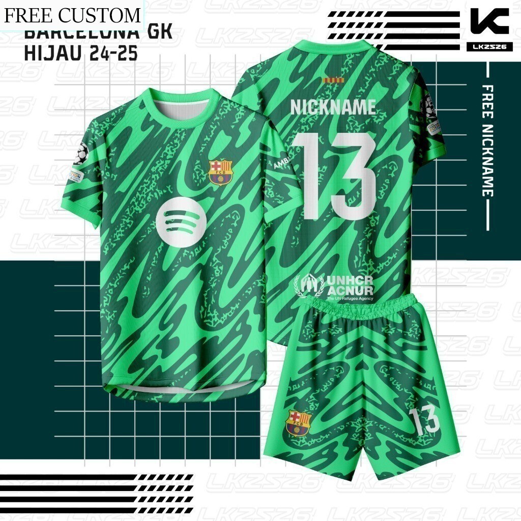 [Free Custom Name] Jersey Blaugrana Ball Lamine Yamal Kiper Green 2024 ...