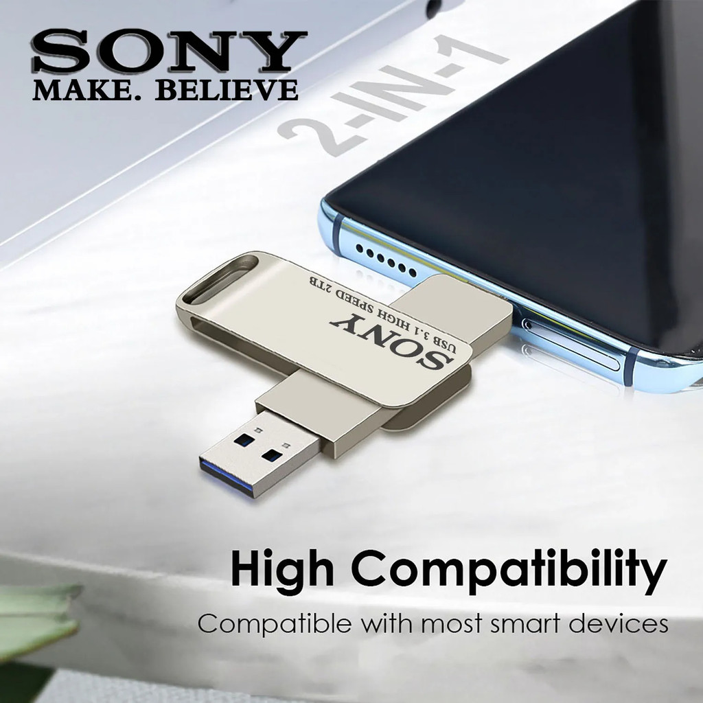 2TB SONY USB PenDrive High Speed Type C Flash Drive 1TB Metal Pendrive ...