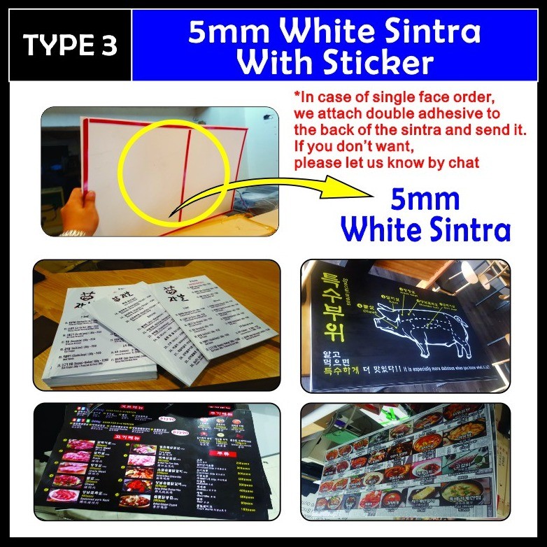 High Quality Sintra Board with Sticker / Customized Printing Menu Wall ...
