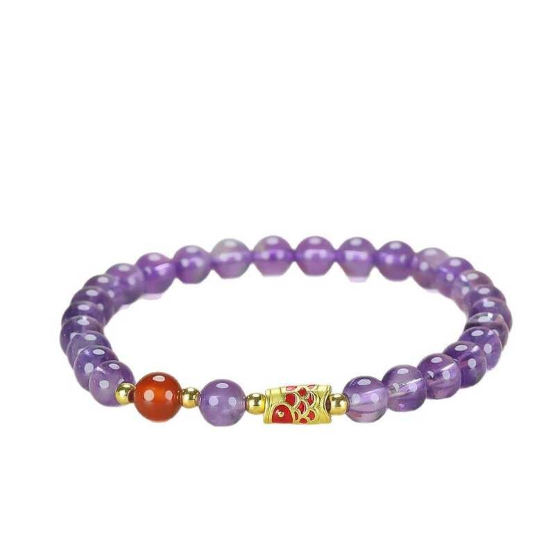 Bracelet Natural Amethyst Zodiac Year Red Agate Uruguay Amethyst ...