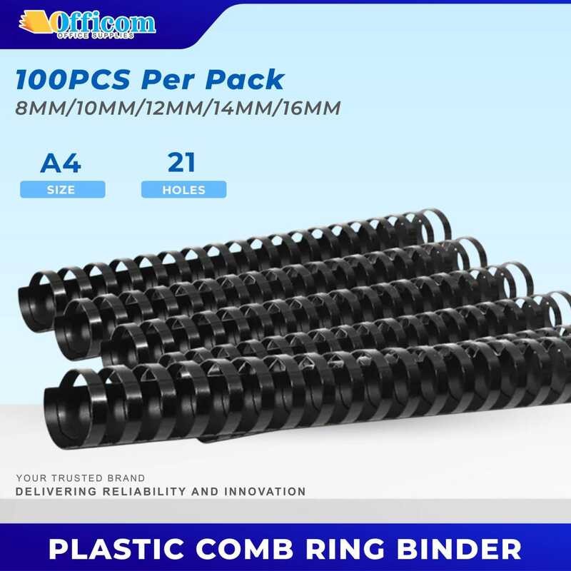 100Pcs A4 Plastic Ring Binder Comb 21 Holes PVC Black/Blue/White [8Mm ...