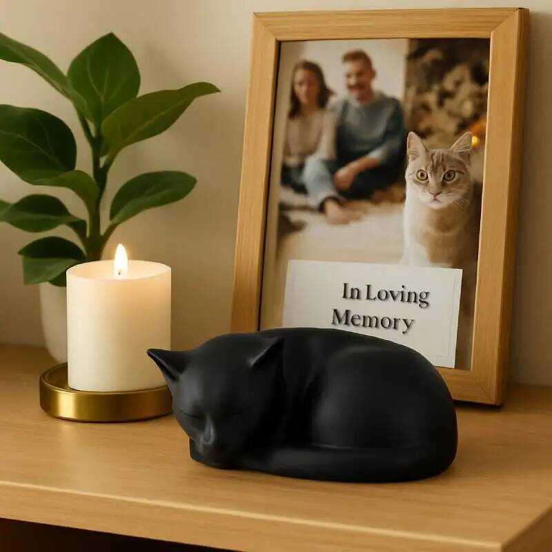 Pet 3 4 Cremation Urn Storage Memorial Fig Burial Funeral Wooden Cat ...