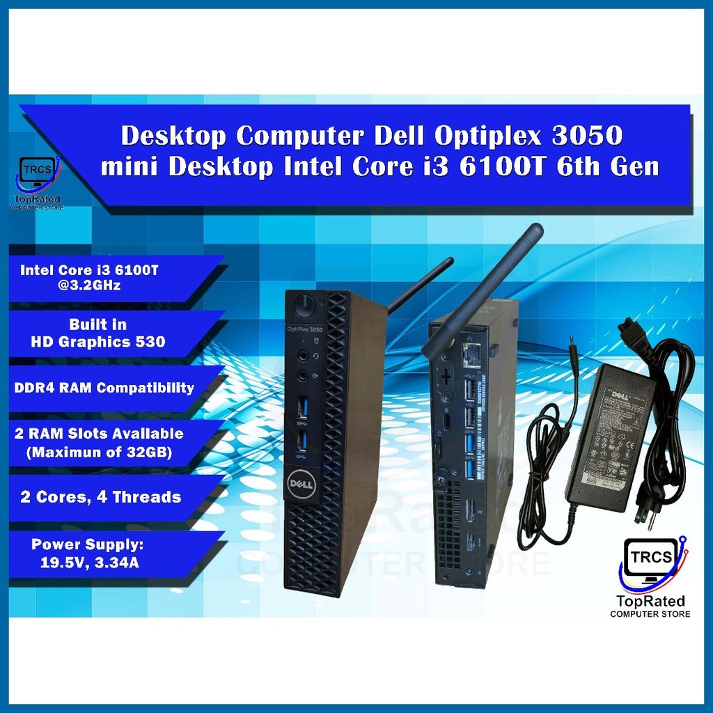 ⇩ Desktop Computer Dell Optiplex 3050 mini Desktop Intel Core i3 6100T ...
