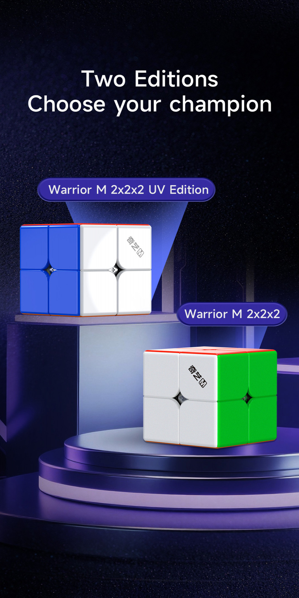 Qiyi Cube 2x2x2 Warrior M Magic Cube Stickless UV Coating 2x2 Magnetic ...