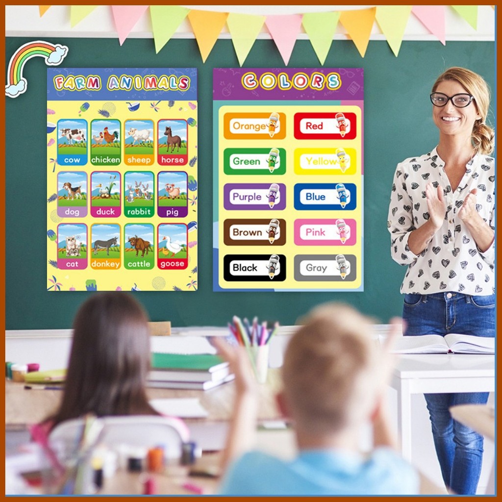 10 Pcs ABCD Chart For Kid Educational Set Wall Colors Numbers Alphabet ...