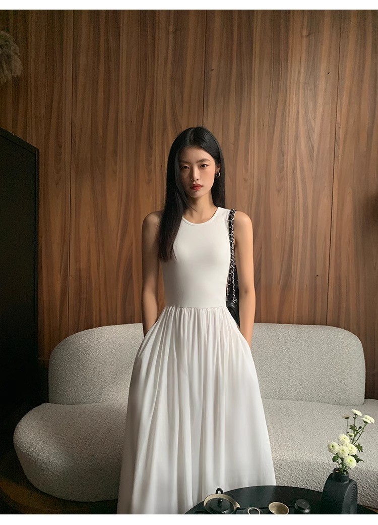 Beryl Summer sleeveless dress slim waist knitted dress eleganteng mid ...
