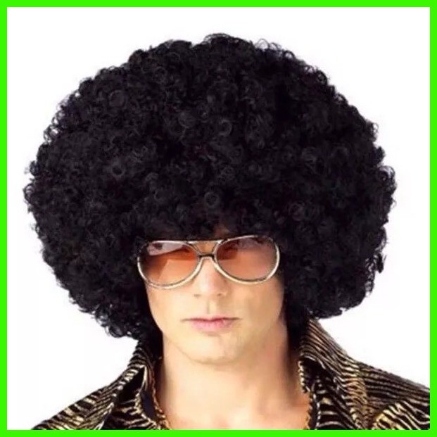 Cute Fashion ENSHS BLACK Crazy Funny Afro Wig Short Curly Disco wig ...