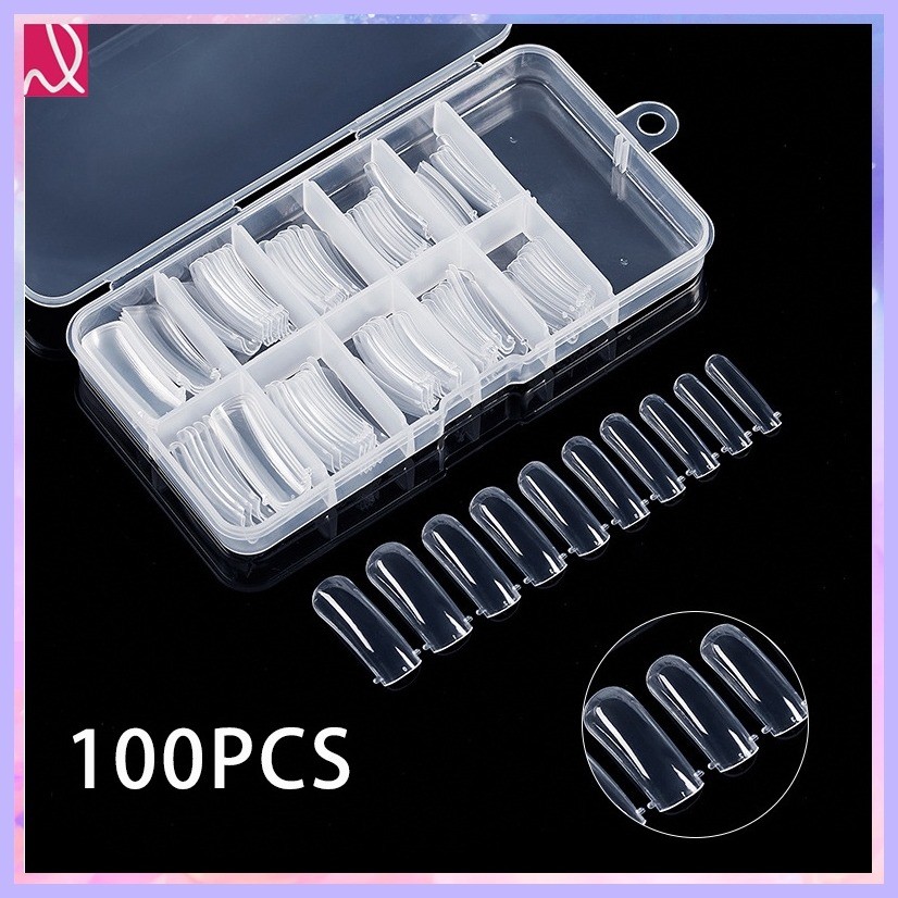 100pcs/box Fake Nail Polish Extension Tips Full Cover Quick Building ...