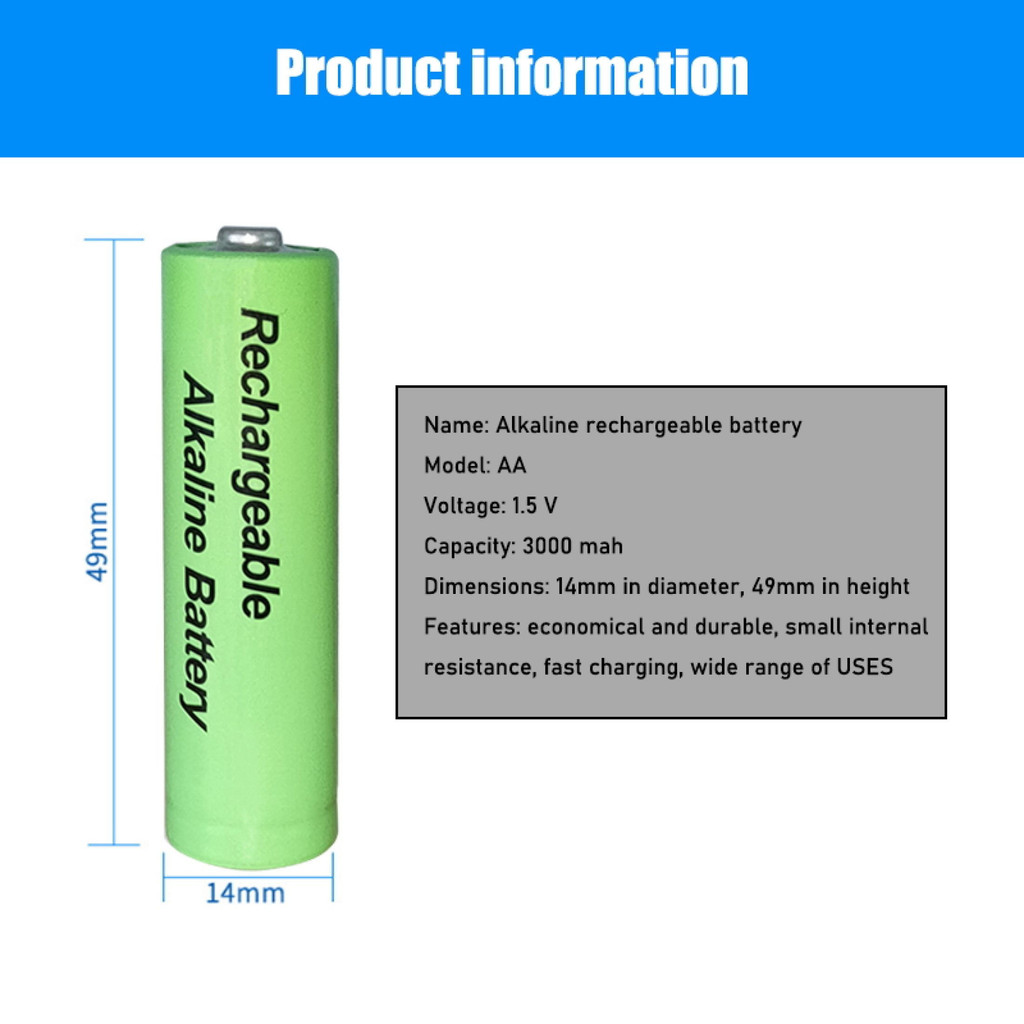 Alkaline 1.5v AA 3000mAh/ AAA 2100mah Rechargeable Battery for Toy ...