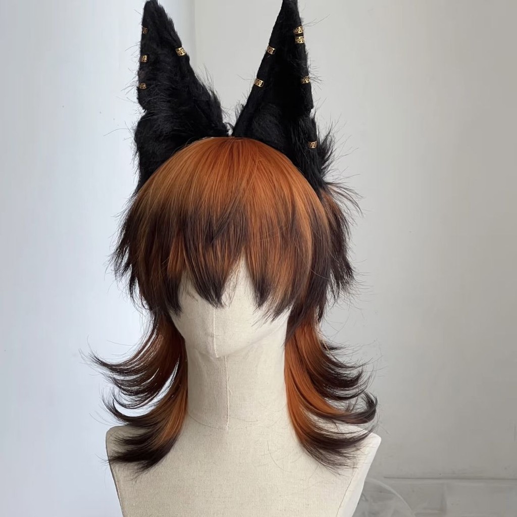 Wolf Tail Wig Boys Long Hair Full Headgear Style Mine Series Girls ...