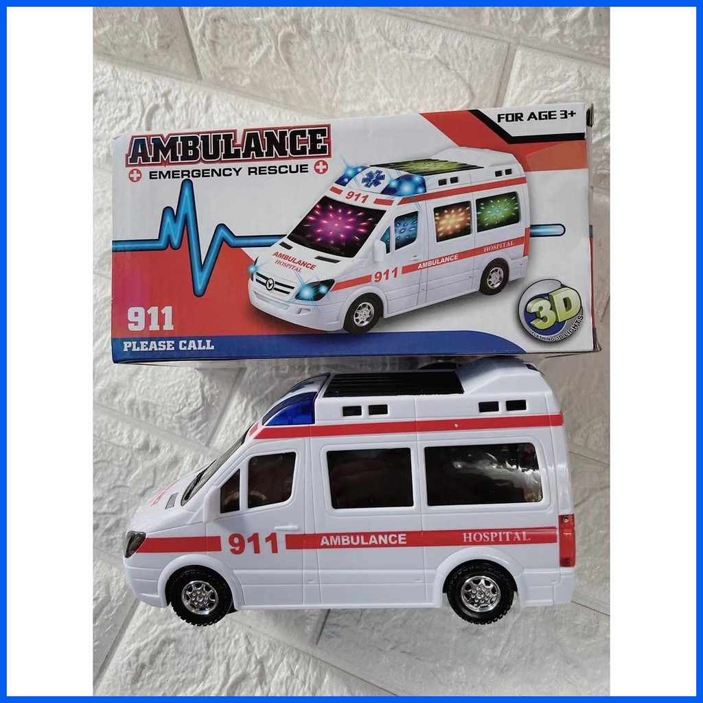 Ambulance City Rescue Emergency toy car Bump & Go Music and light ...