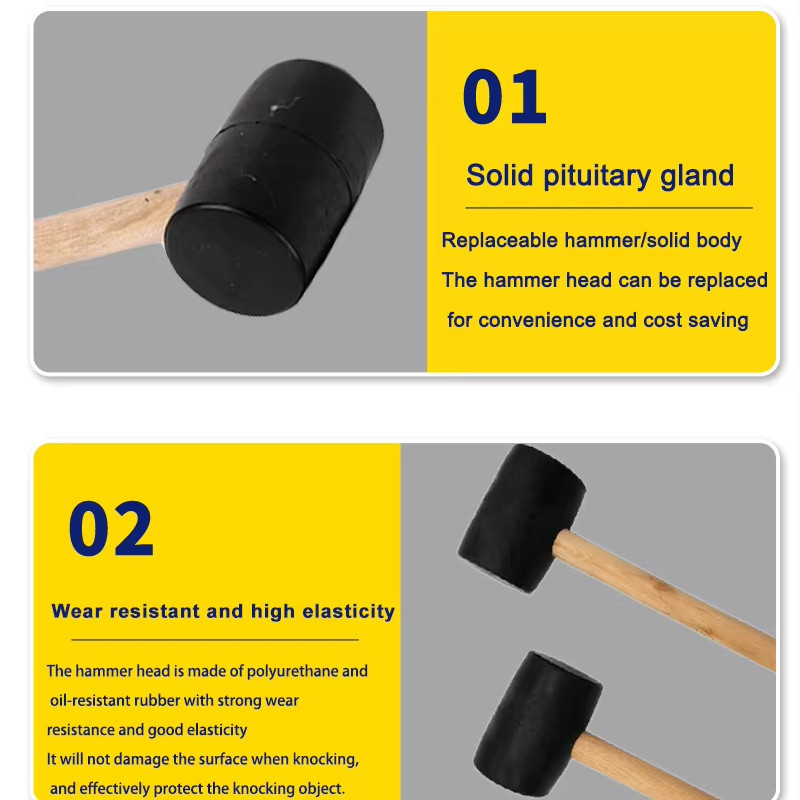 Black Rubber Hammer Faced Soft Hammer with Wooden Handle Suitable For ...