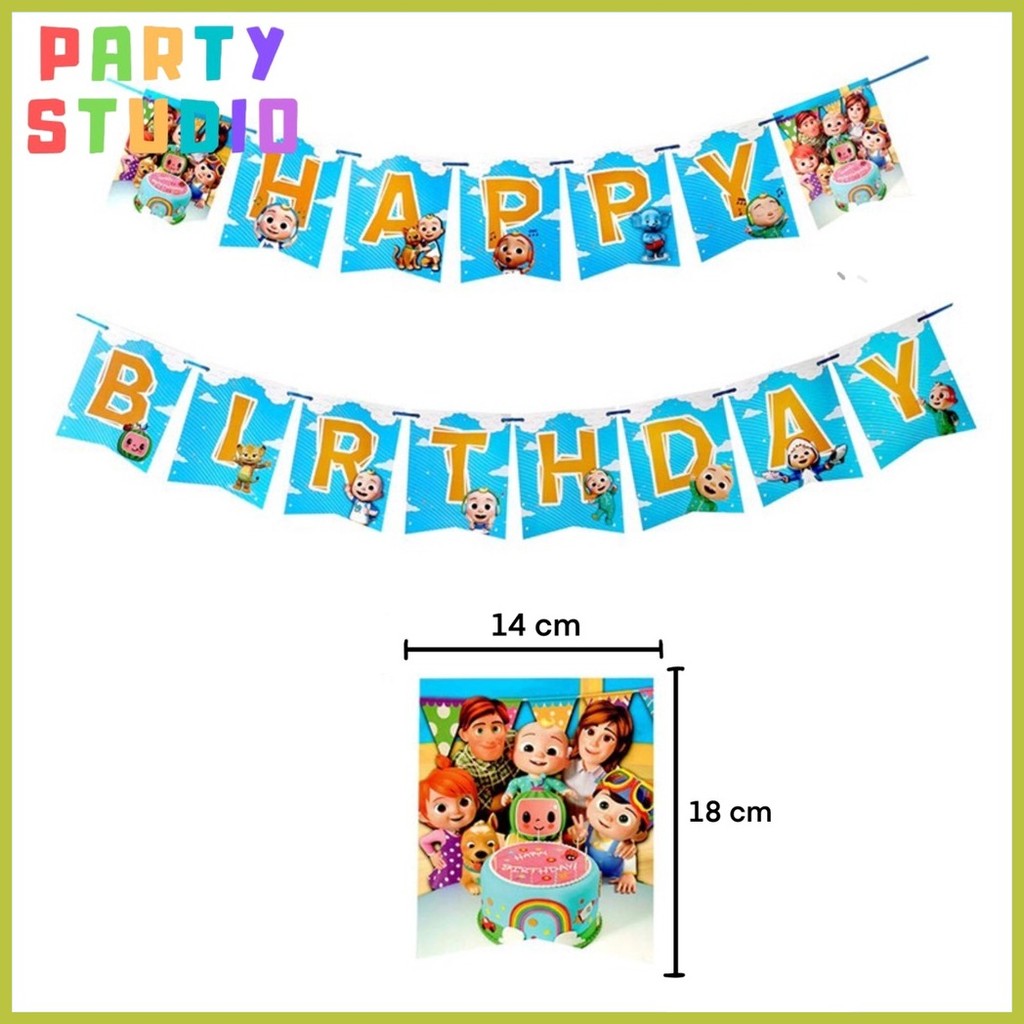 ⭕ ☩ Cocomelon Banner 15 pcs Cocomelon Happy Birthday Banner Cocomelon ...
