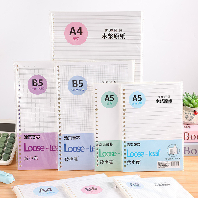 A5/B5/A4 Loose - Leaf Refills - 60 Sheets, Multi - Style Notebook ...
