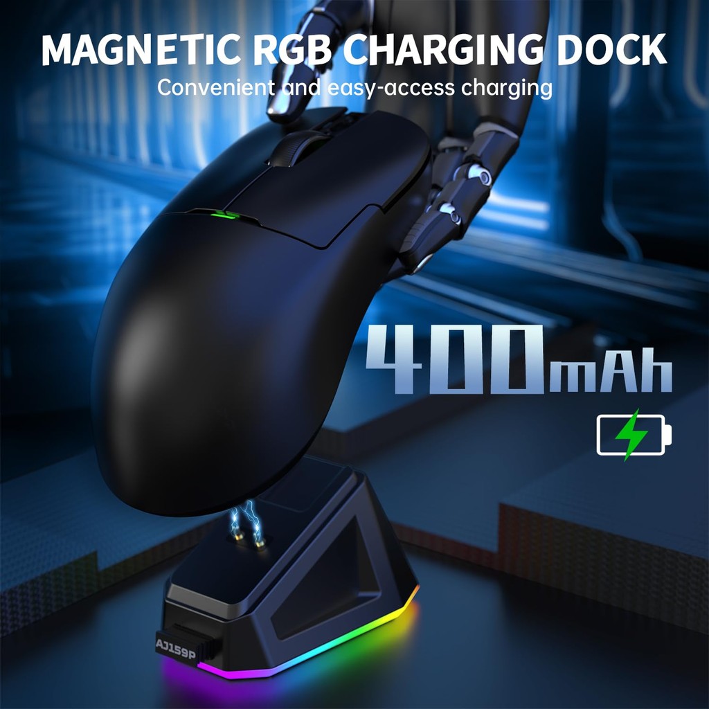 Ajazz Aj159 Pro Wireless Tri-Mode Gaming Mouse 8KHz with Rgb Magnetic ...
