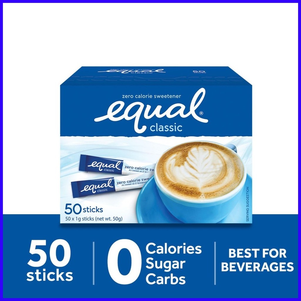 Equal Classic Zero Calorie Sweetener 50 Sticks - 1 Box (Sugar ...