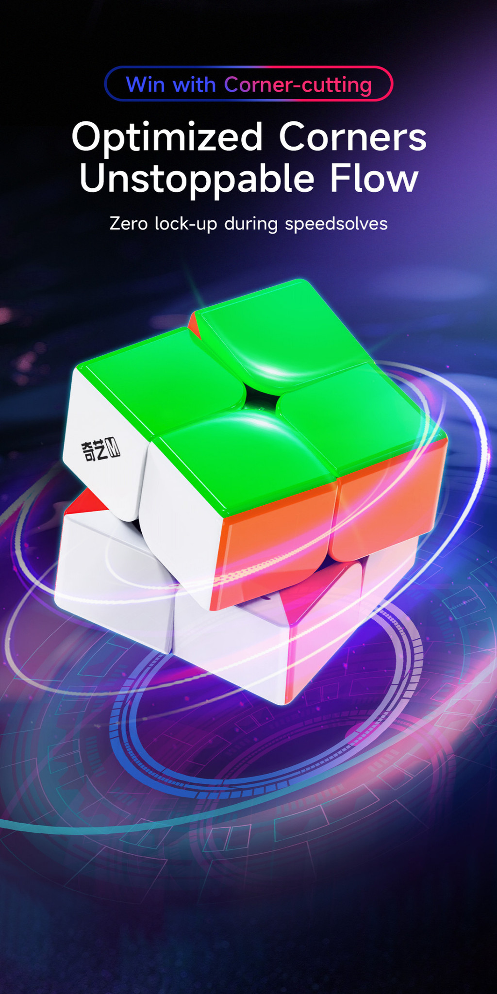 Qiyi Cube 2x2x2 Warrior M Magic Cube Stickless UV Coating 2x2 Magnetic ...