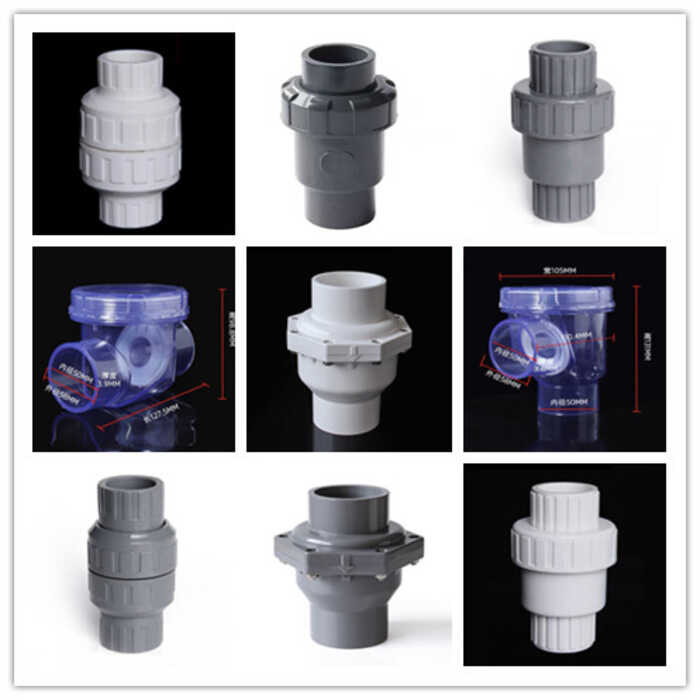 PVC One-Way Stop Flap Ball Spring Lift Type Water Pipe Check Valve ...