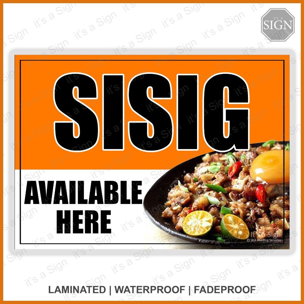 Sisig Pork Chicken Food Store Sign - Laminated Signage - A4/A3 Size ...