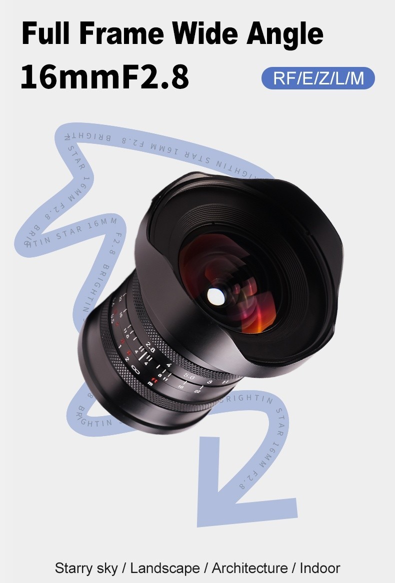 Brightin Star 16mm F2.8 Full Frame Ultra Wide Angle Lens Large Aperture ...