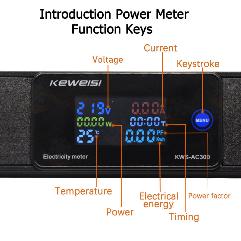 PDU power strip Voltmeter Ammeter Power Energy Meter 6 Ways Extenison ...