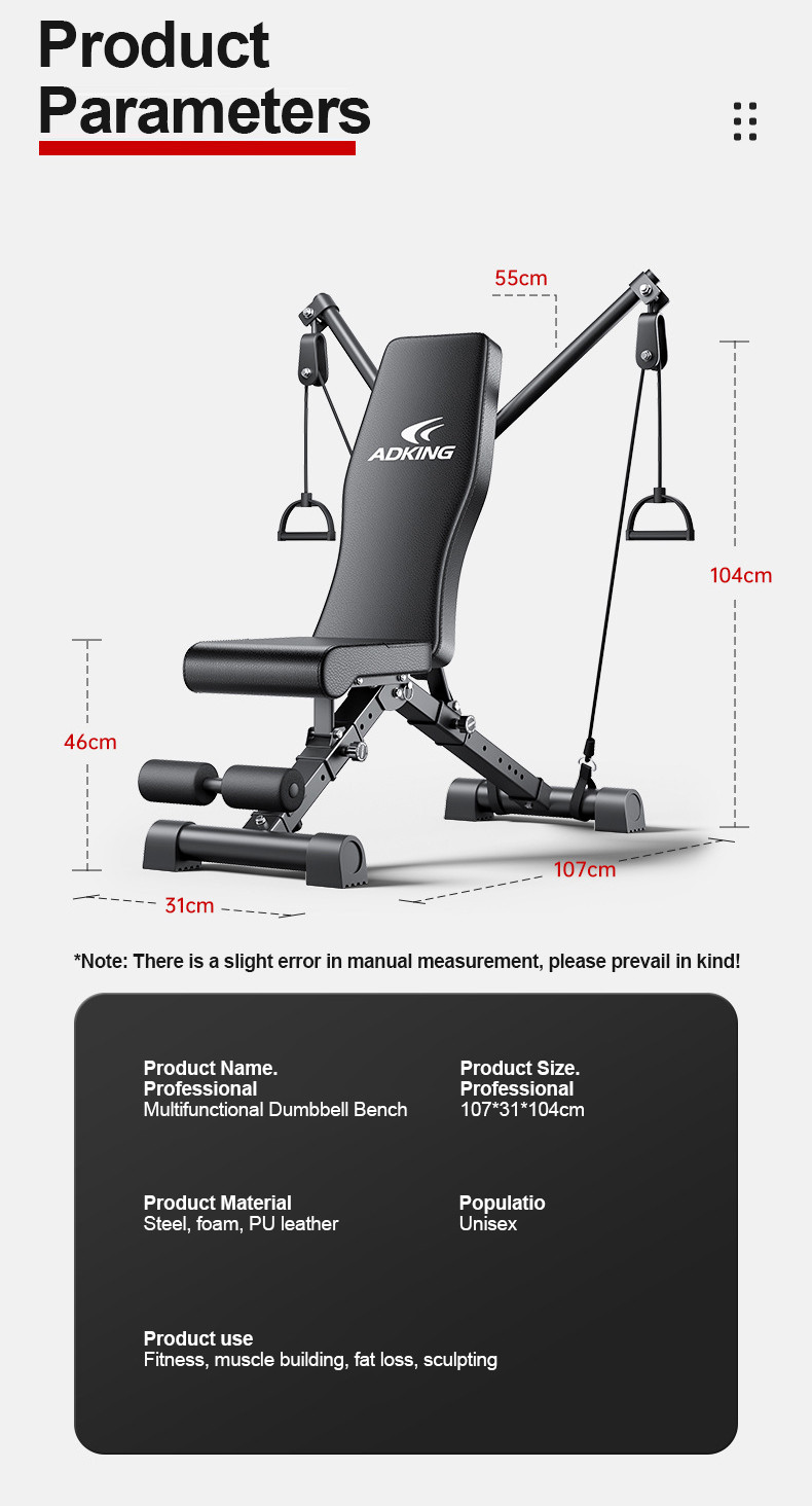 Adjustable Bench Press Chair Dumbbell Bench Gym Bench Sit-up bench ...