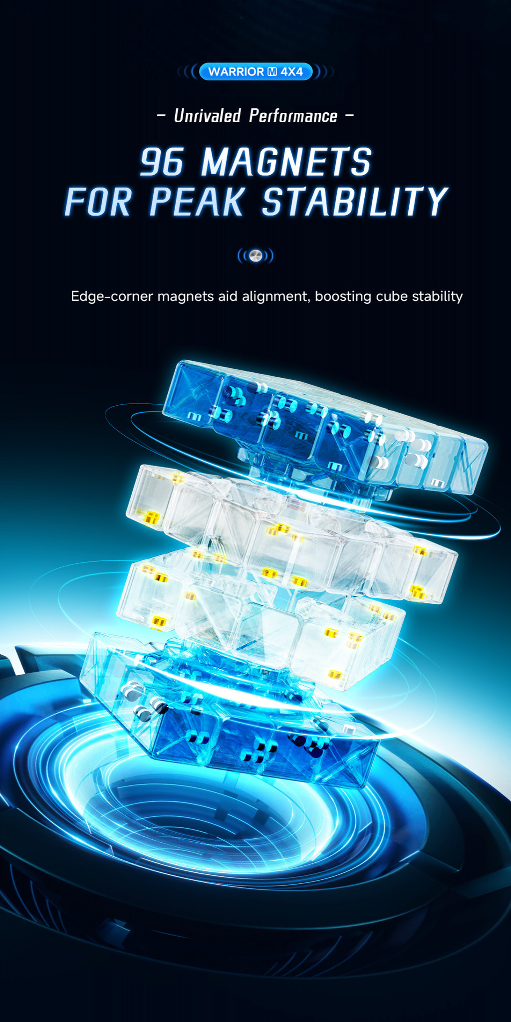 Qiyi Cube 4x4x4 Warrior M Magnetic Speed Cube Budget 4x4 Magic UV ...