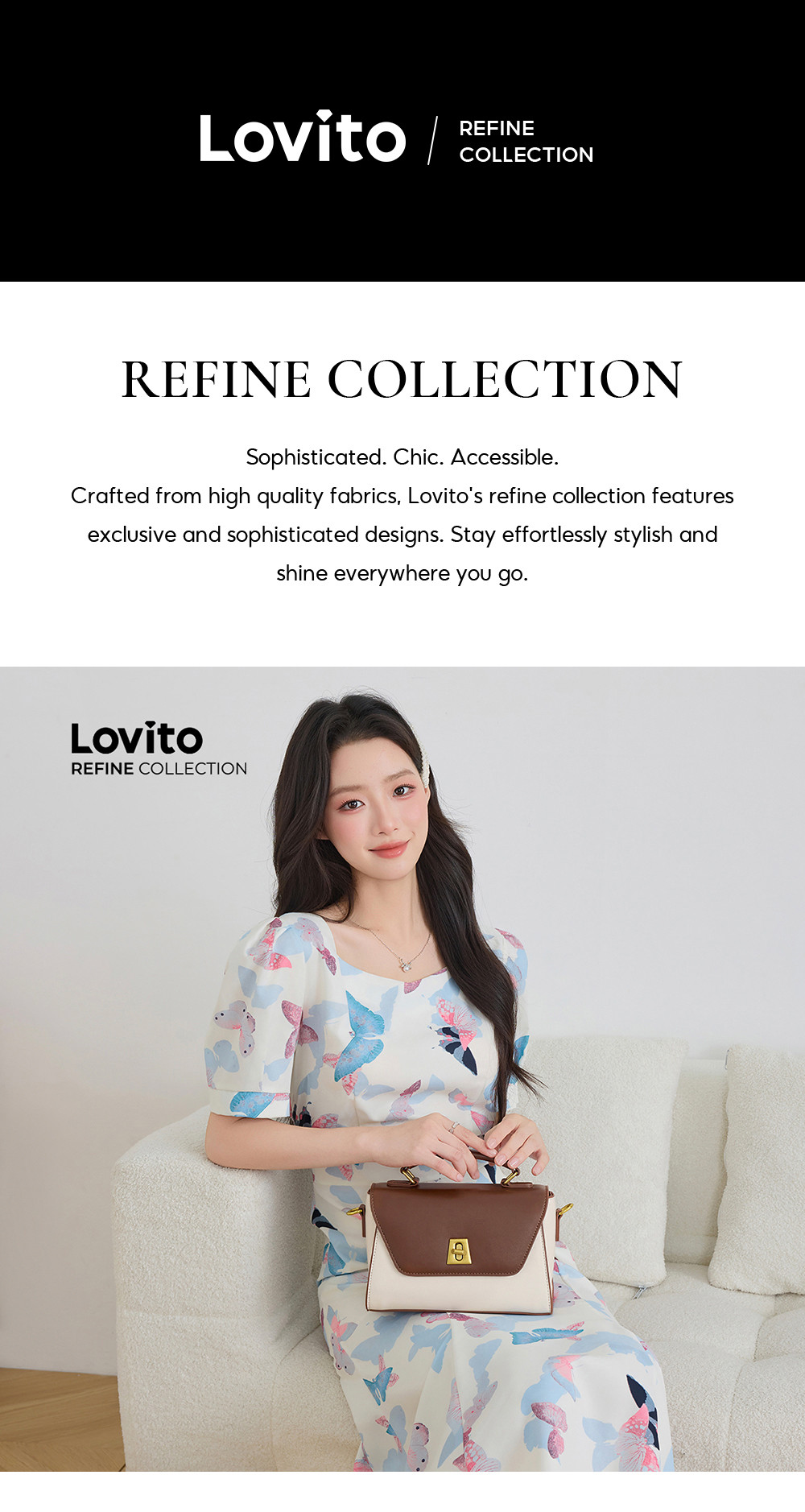 (Lovito Refine) Women Elegant Plain Hand Carry Cross Body Urban Simplicity Color Blocking Small ...