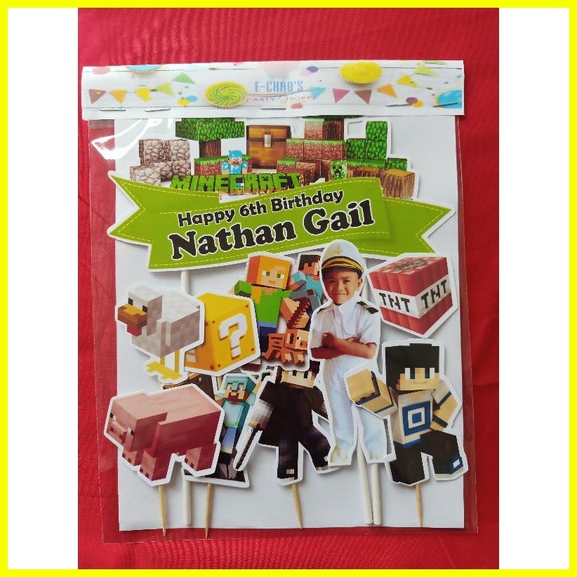 MINECRAFT Cake Topper Set Personalized | Shopee Philippines