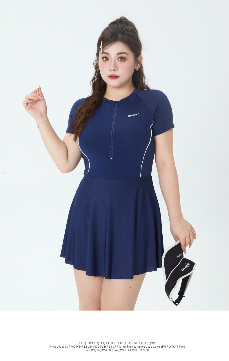 Plus Size Women's Swimsuit Sports One-Piece Simple Style for Slightly ...