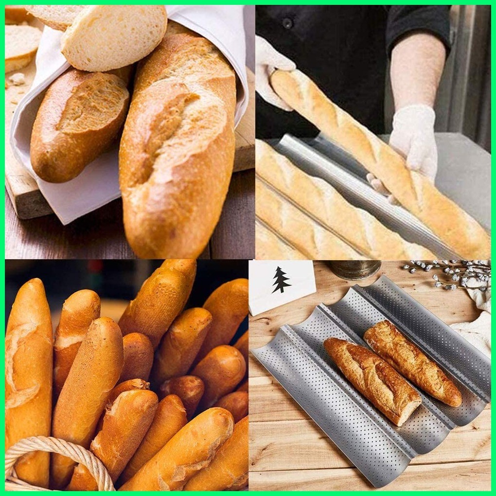 3/4 Slot French Bread Baking Mold Non Stick Carbon Steel Baguette ...