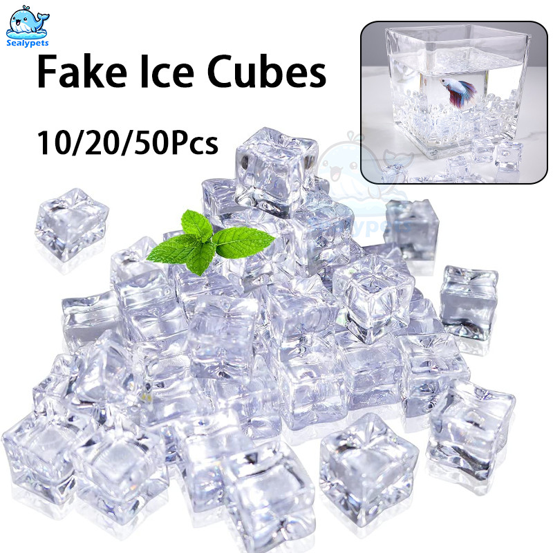 10/20/50Pcs Fake Artificial Acrylic Ice Cubes Plastic Fake Ice Cubes ...