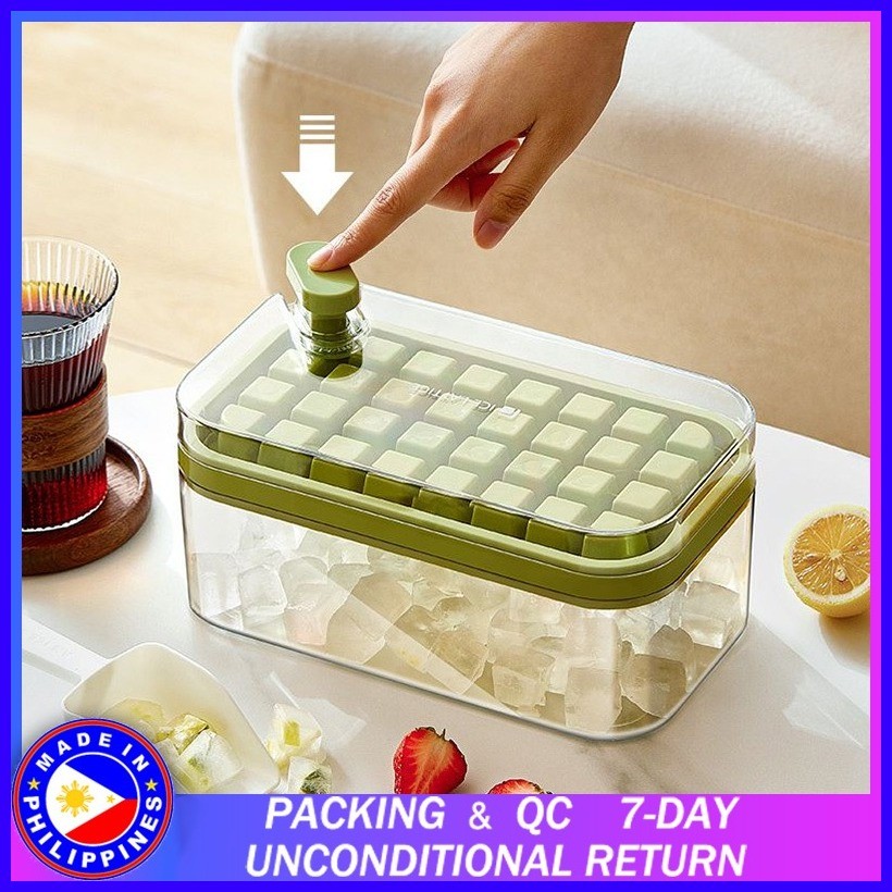 Ice cube maker 64 Grid ice tube tray with Lid and Bin 2 Tray for ...