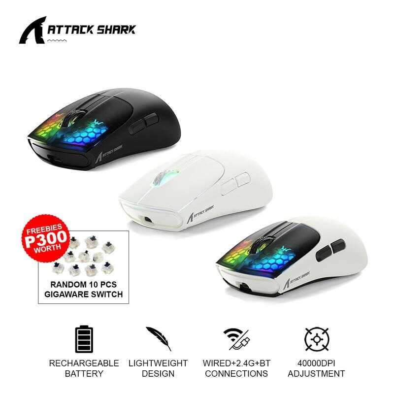 Attack Shark X5 Wireless Gaming Mouse Tri-Mode 2.4G Usb-C Wired ...