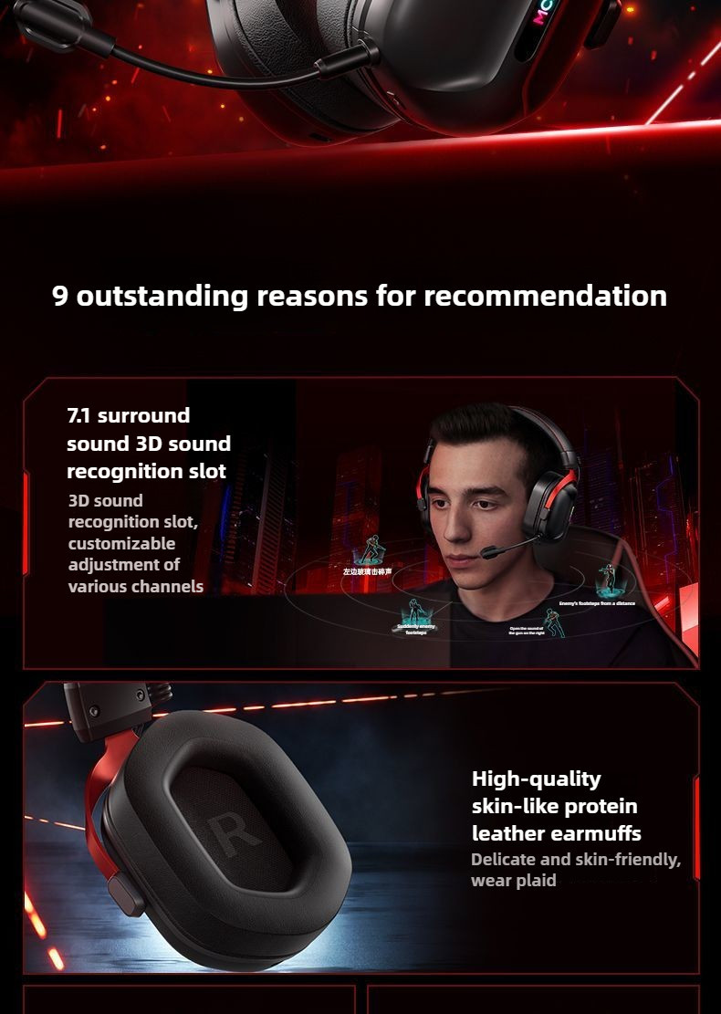 MCHOSE S9 Pro Headset Wireless Bluetooth Three Mode Gaming Headphone ...
