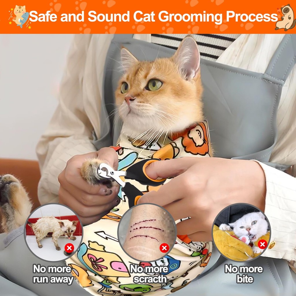 Magic Cat Wrap Anti Escape Grooming Bag Self Adhesive Cat Swaddle Wrap ...