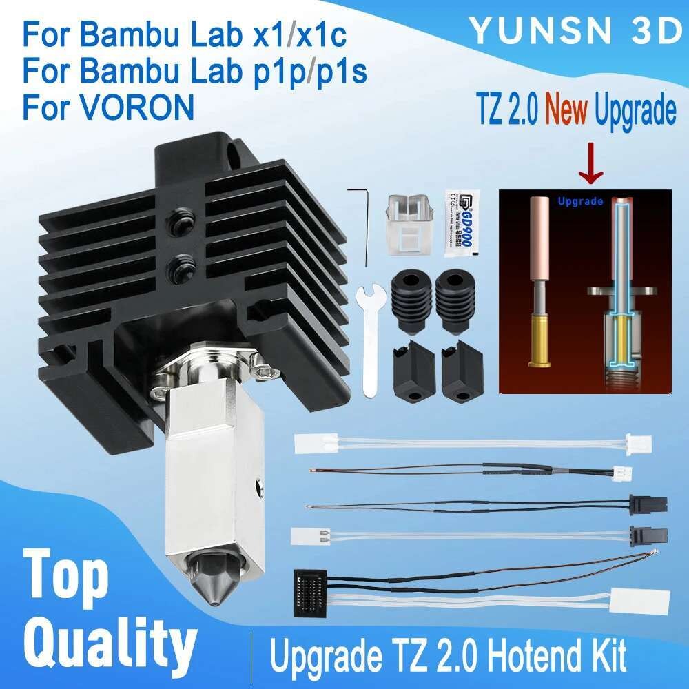 3D For Bambu Lab X1 X1C P1P P1S New Upgrade 2.0 Hotend Kit Bimetal Heatedblock Thermistor HF ...