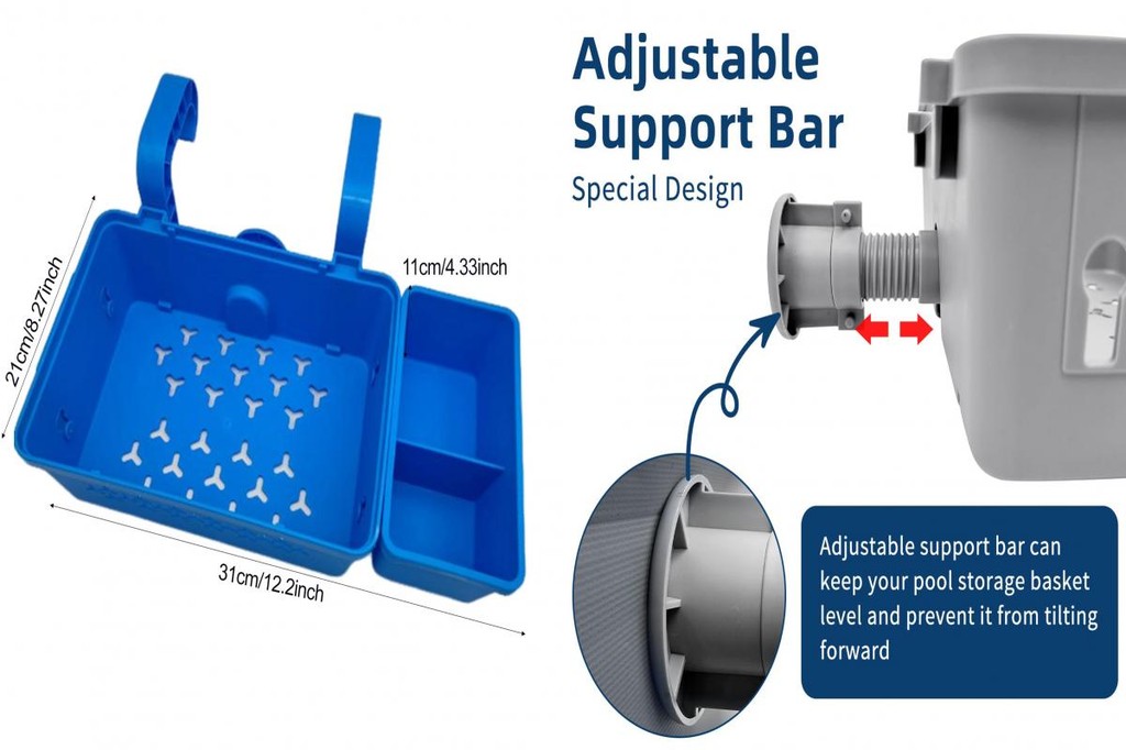 yakhsu| Adjustable Pool Caddy Large Capacity Poolside Storage Basket ...