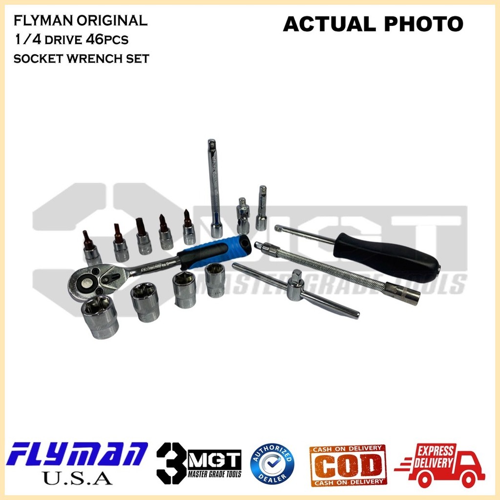 ۩ ⚾︎ Flyman 46pcs 1/4 drive socket wrench set heavyduty | Shopee ...