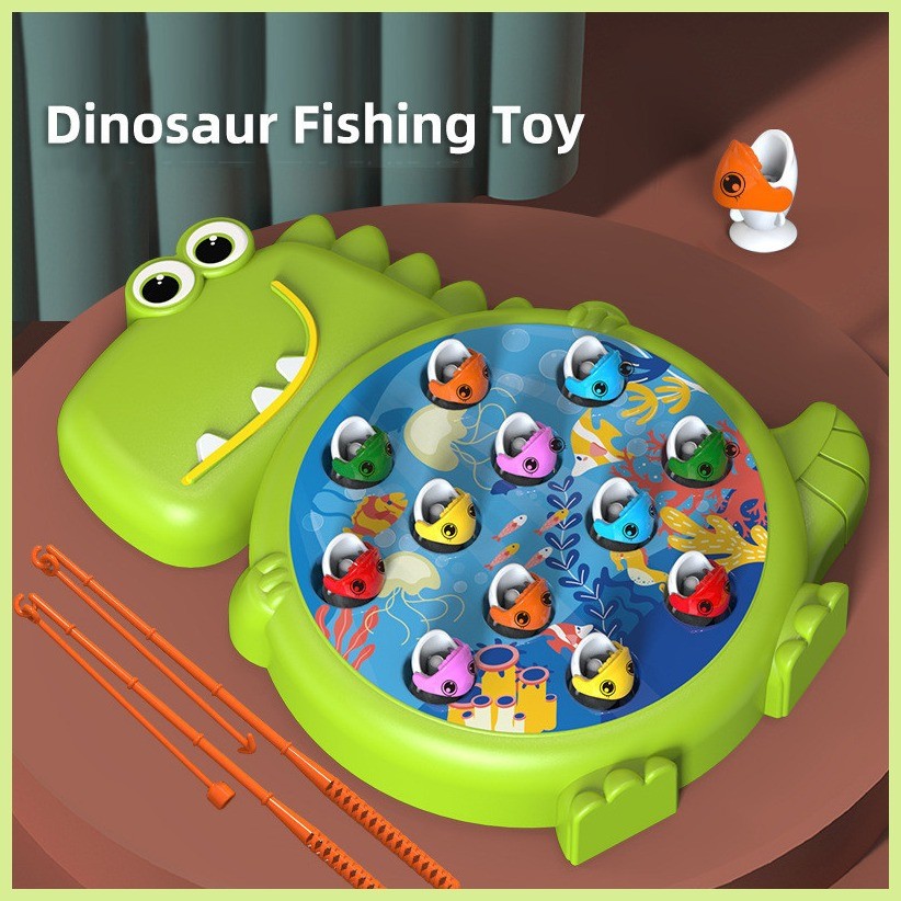 Geetoy Dinosaur Fishing Game Puzzle Fishing Rod Suction Toy Montessori ...