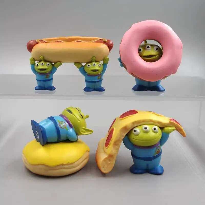 Anime 4Pcs Toy Story Mini Pvc Funny Action Figure Alien Hot Dogs Pizza ...