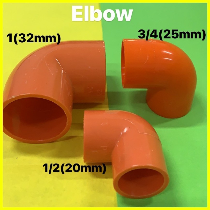 PVC electrical pipe fittings orange elbow 1/2 3/41 | Shopee Philippines