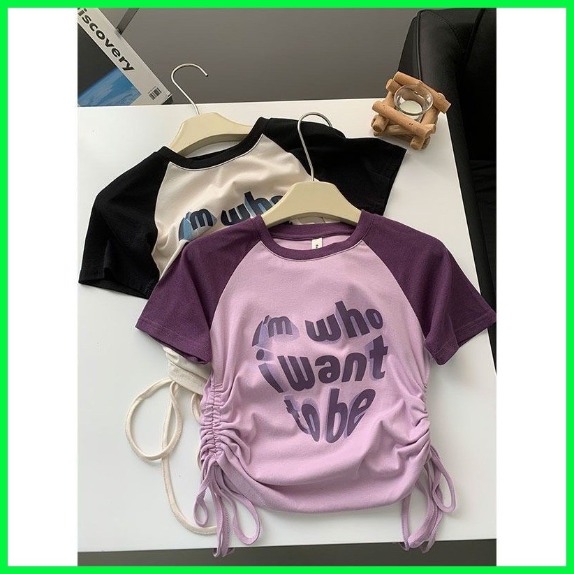 HEART RAGLAN CROPTOP COTTON PULL STRING | Shopee Philippines