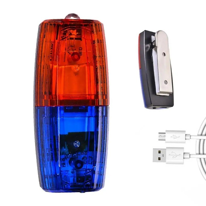 Red Blue Led Shoulder Warning Light with Clip USB Charging Night riding ...