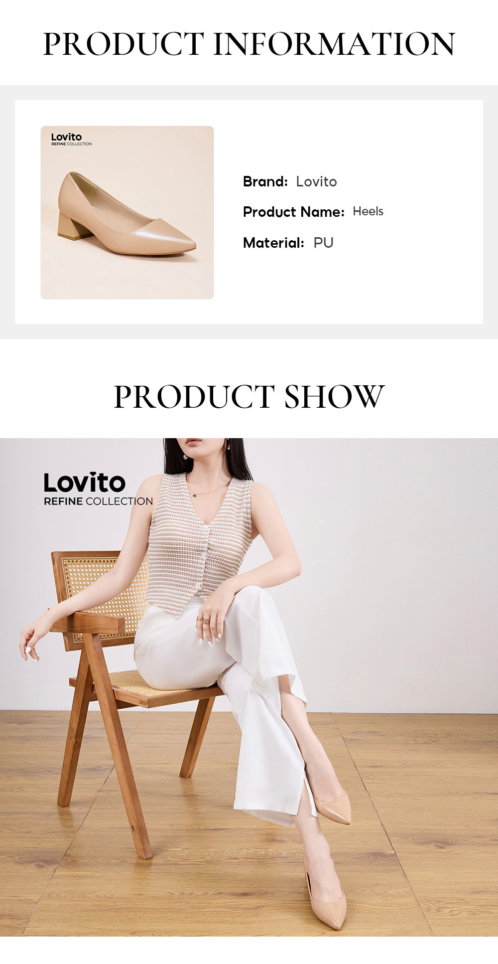 (Elegant) (Refine by Lovito) Women Plain Patent Pointed Toe Block Heel ...