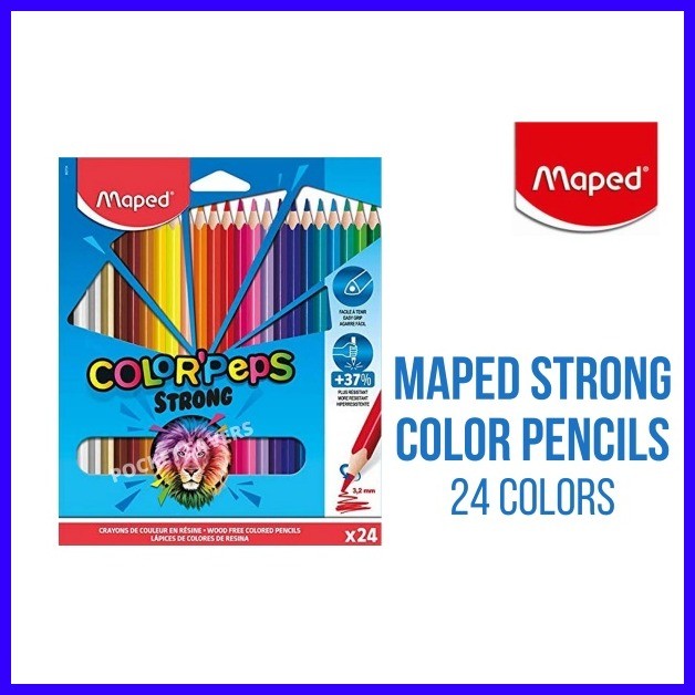 MAPED Strong Colored Pencil Set of 24 (Ultra-resistant Lead, Art ...