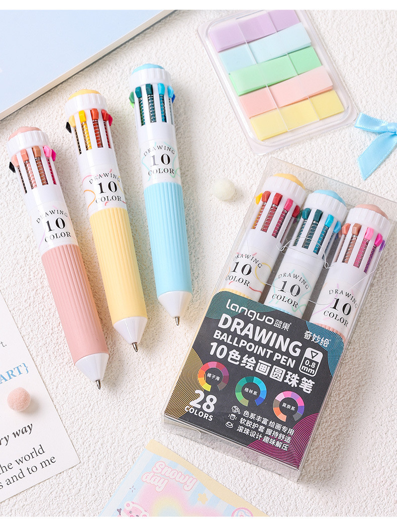 10-Color Painting Ballpoint Pen Multi-Color Student Press 10-Color ...