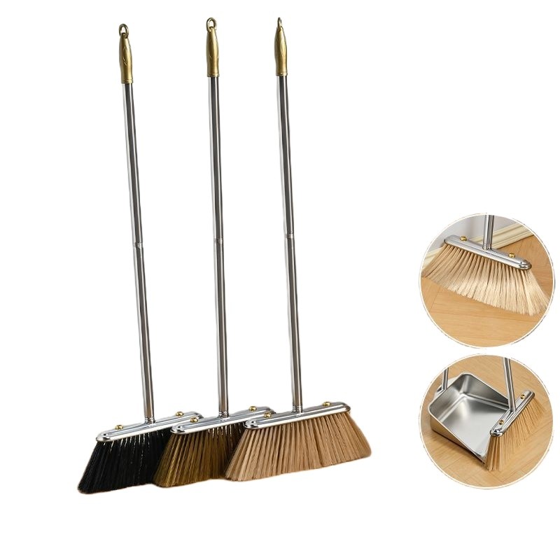 Thickened broom, classroom broom, single soft-bristled stainless steel ...