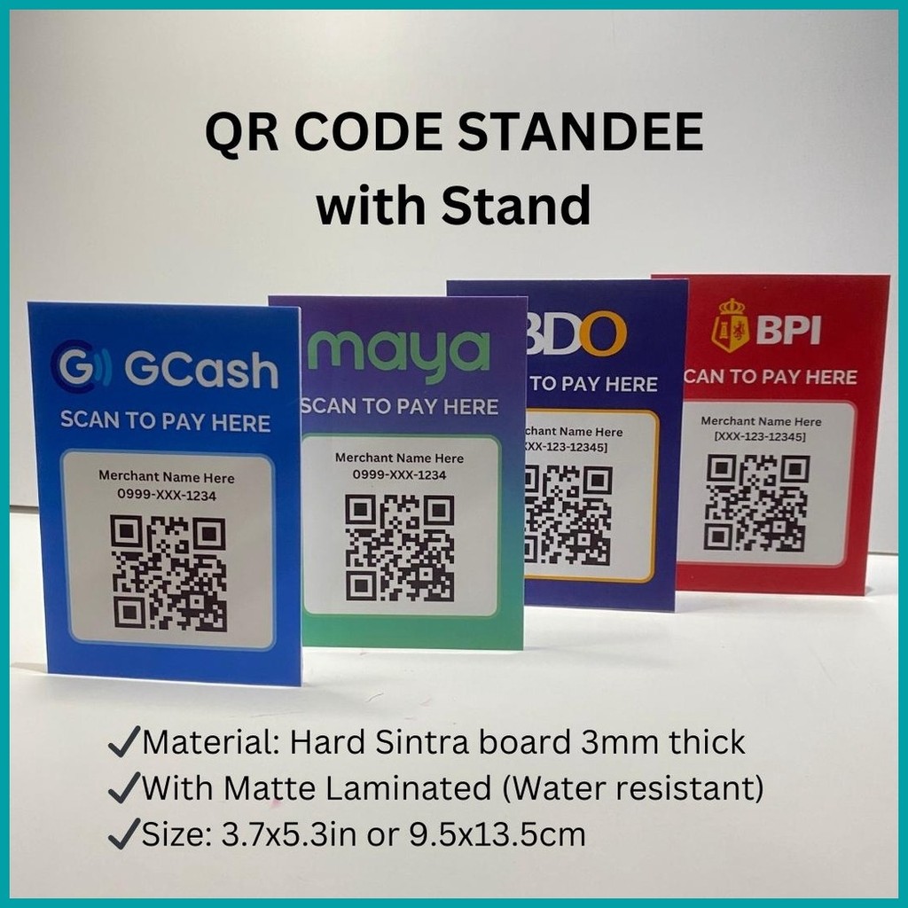 ☁ ♻ QR Code Standee with Stand Scan To Pay GCASH MAYA BDO BPI | Shopee ...